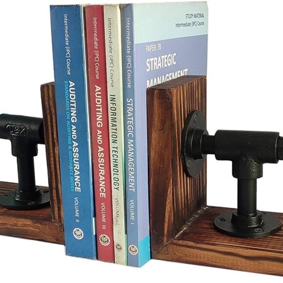 Accents | New Wooden Bookend For Heavy Books Rustic Bookrest With ...